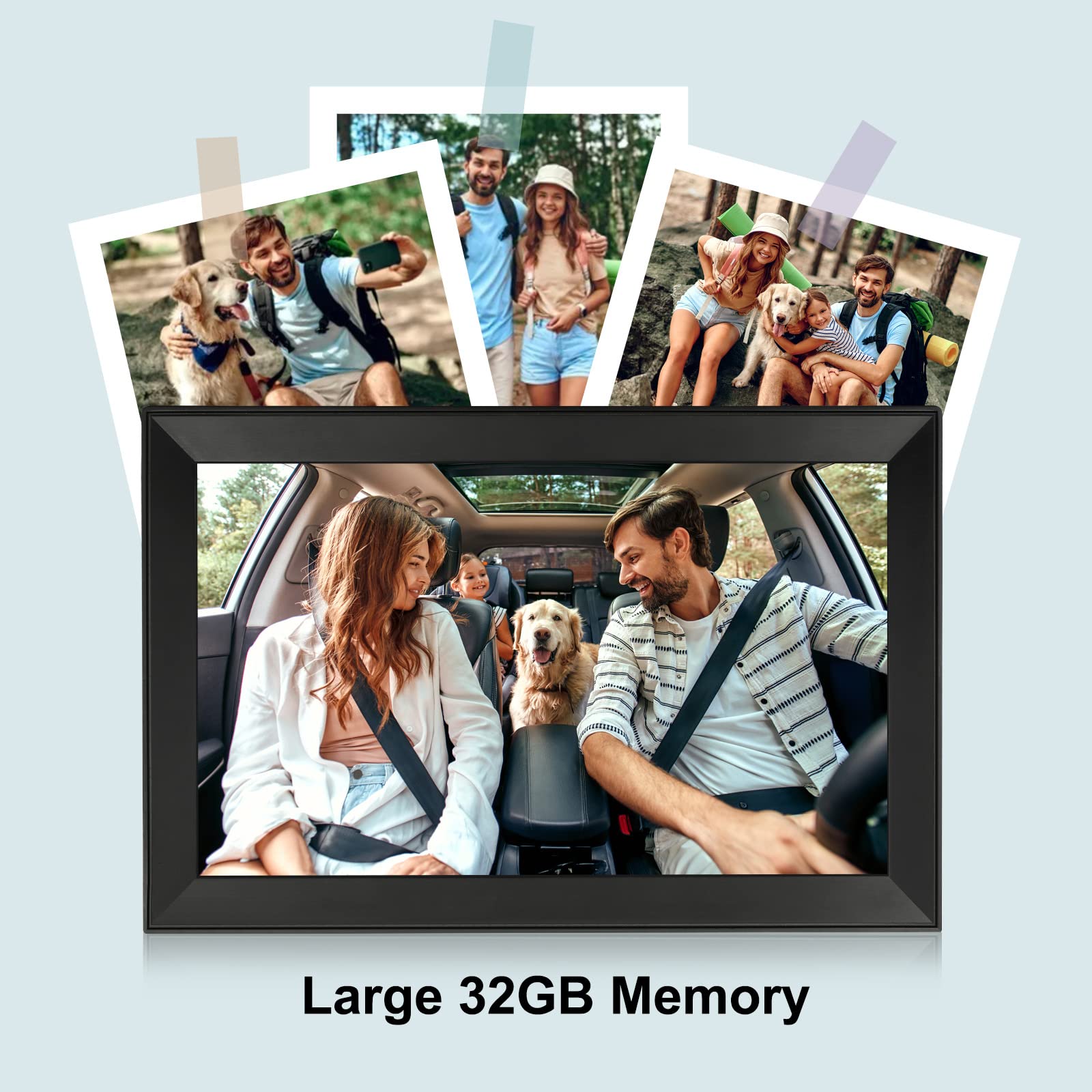 AEEZO 15.6 Inch WiFi Digital Picture Frame, Full HD Touchscreen Smart Digital Photo Frame with 32GB Storage, Auto-Rotate, Easy Setup to Share Photos or Videos via AiMOR APP, Wall Mountable