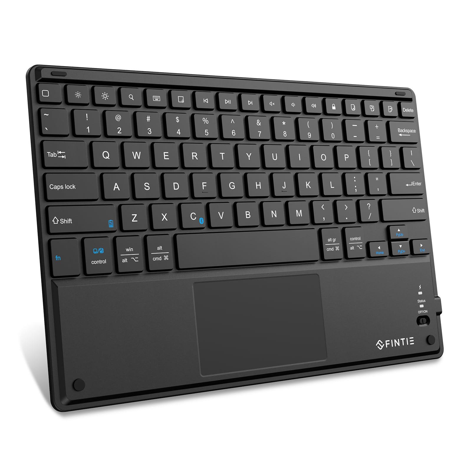 Fintie Ultrathin 4mm Wireless Bluetooth Keyboard with Built-in Multi-Touch Touchpad for iPad, iPhone, Samsung Galaxy, Nexus, Microsoft Surface, HP and Other Bluetooth Devices [Retail Packaging]