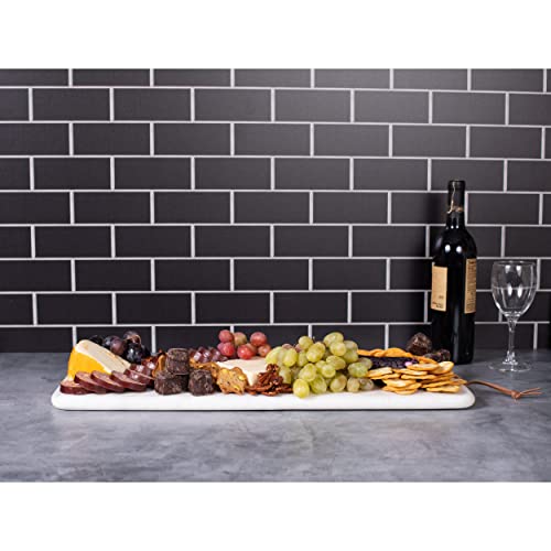 BIRDROCK HOME 23" Marble Serving Board | 100% Natural, Premium Marble | 23" L x 8" W | Charcuterie Board for Party Appetizers | Kitchen Platter for Food | Fruit Display - White