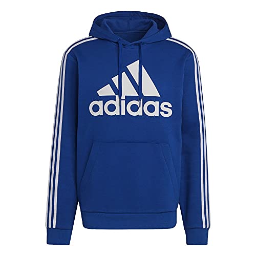 adidas Men's Standard 3-Stripes Fleece Hooded Sweatshirt, Team Royal Blue/White, 4X-Large