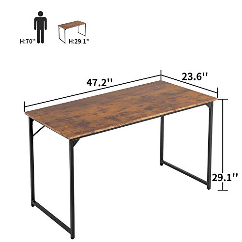 Computer Desk,47.2 inches Home Office Desk Writing Study Table Modern Simple Style PC Desk with Metal Frame,Brown