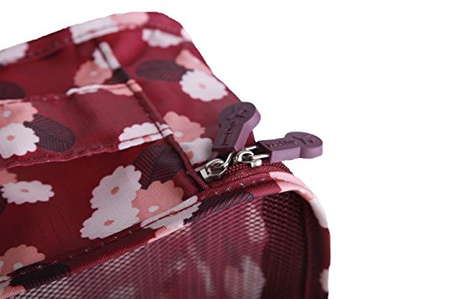 6 sets travel Organizers Packing Cubes Luggage Organizers Compression Pouches (Wine Daisy)