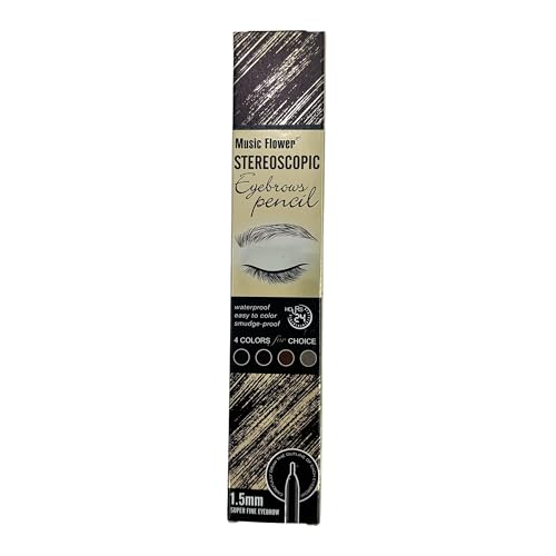 Music Flower Eyebrow Pencil Double Ended, Waterproof Natural Brow Enhancing Pen, Long lasting Eye Makeup, Pack of 1, Light Brown