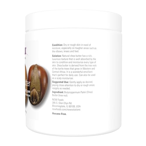 NOW Foods Solutions, Shea Butter, Skin Emollient, Seals in Moisture for Dry Rough Skin, 16-Ounce