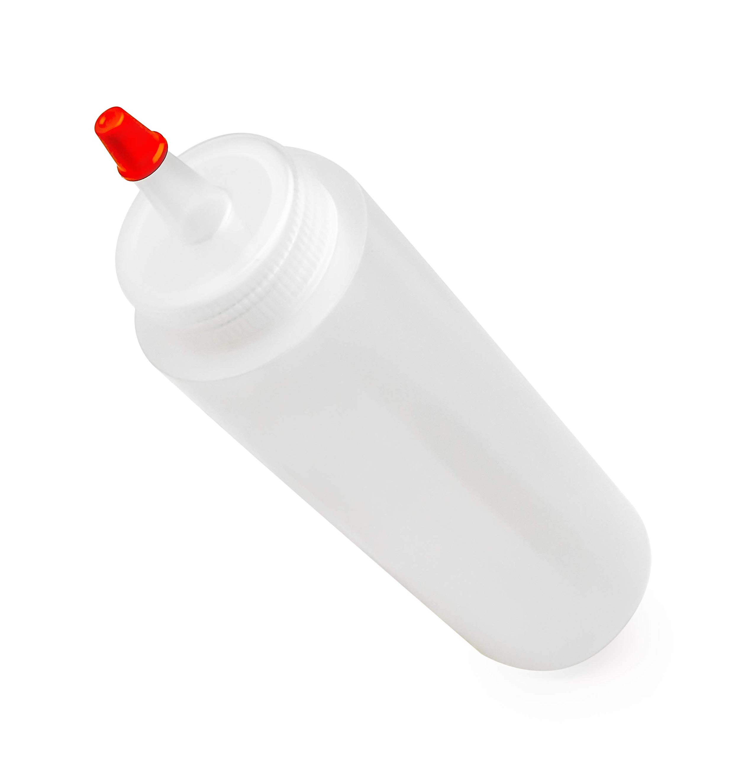 Bastex 8-ounce Plastic Squeeze Bottles Pack of 8. Clear Bottles with Yorker Red Caps. Perfect for Arts and Crafts Food Glue Paint or any DIY Liquids. Multiple Purpose Refillable, Reusable Containers.