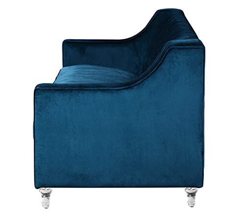Iconic Home Dylan Velvet Modern Contemporary Button Tufted with Silver Nailhead Trim Round Acrylic Feet Sofa