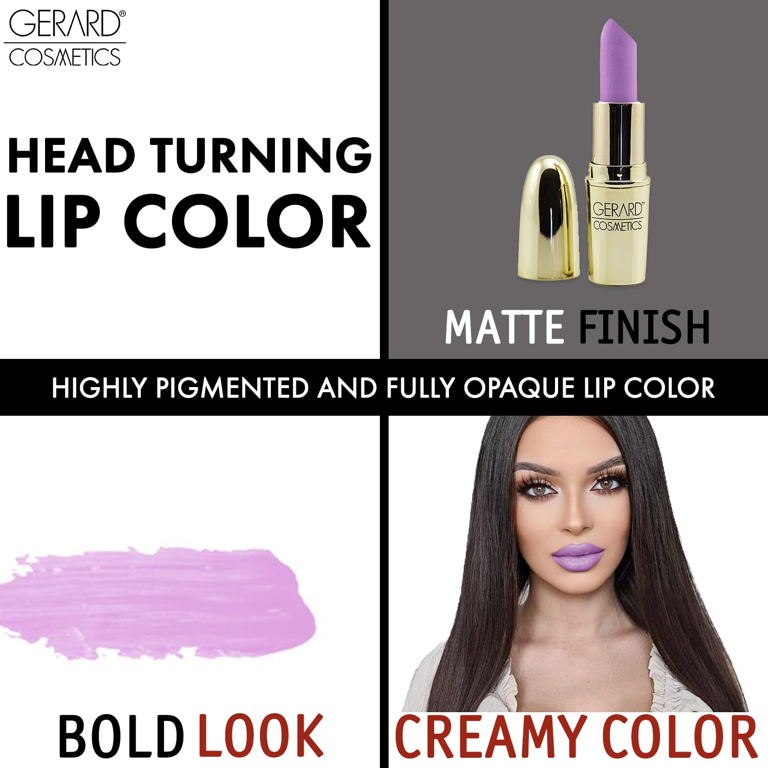 Gerard Cosmetics Lipstick Lilac Moon, Bright Purple Lipstick with Comfort Matte Finish, Highly Pigmented, Smooth Formula with Hydrating Ingredients, Cruelty Free & Made in USA