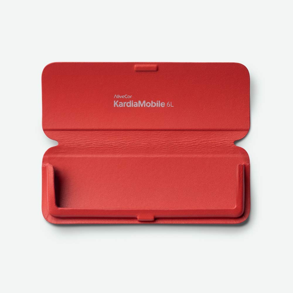 AliveCor® KardiaMobile 6L Soft Crafted Leather Carry Pod Carrying Case | Travel Case Features Magnetic Closure to Keep Kardia Device Safe On-the-Go | Fits in Pocket or Purse - Red