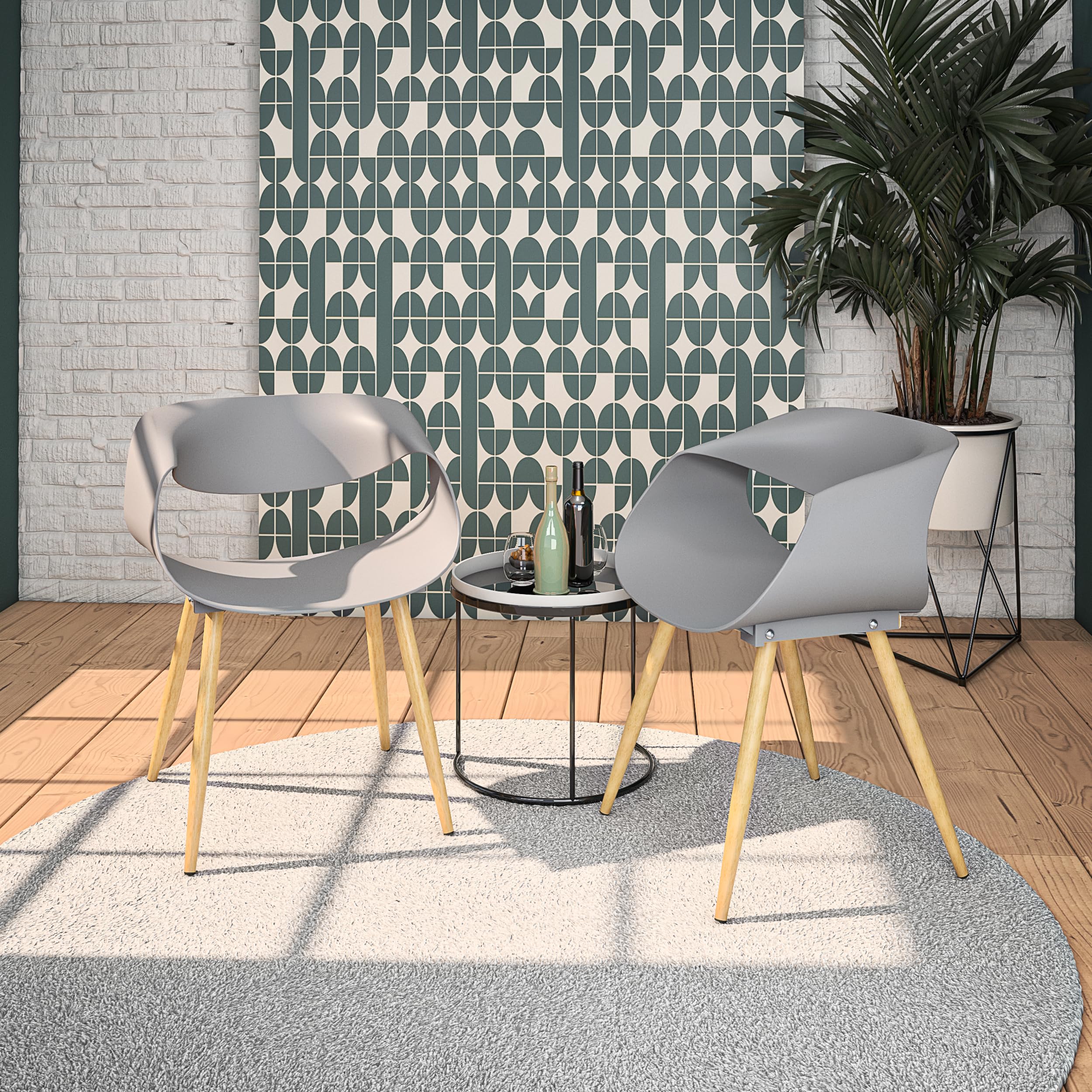 COSCO Outdoor/Indoor Resin Ribbon Chair, 2-Pack, Gray