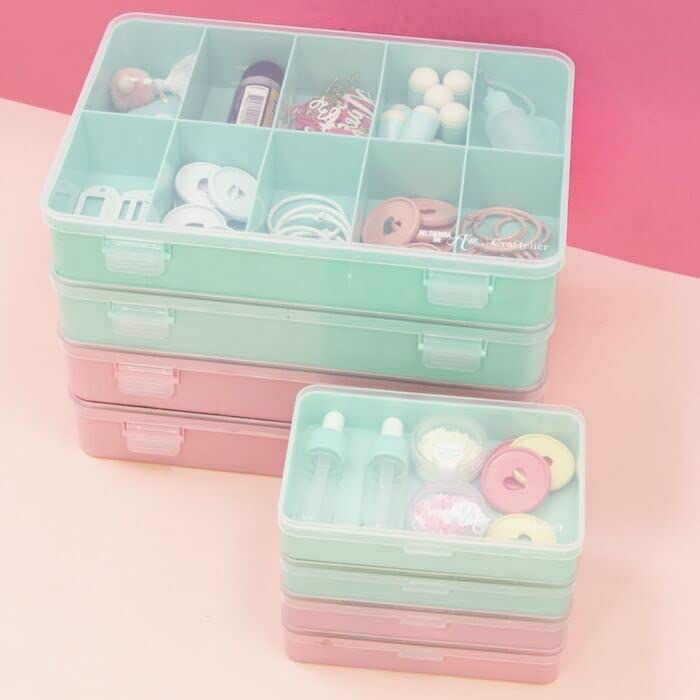 Craftelier - Organizer Box with 17 Compartments for Cardmaking, Scrapbooking and Craft Materials | Dimensions 26.5 x 17.8 x 4.2 cm (10.4β x 7β x 1.65") -Transparent and White Color
