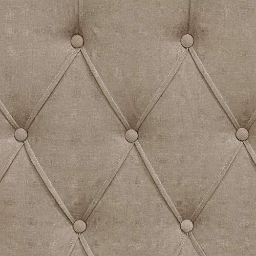 Lillian August Modern Wingback Upholstered Headboard with Diamond-Tufting, Soft Fabric Bedroom Accent Furniture, Eastern King, Beige