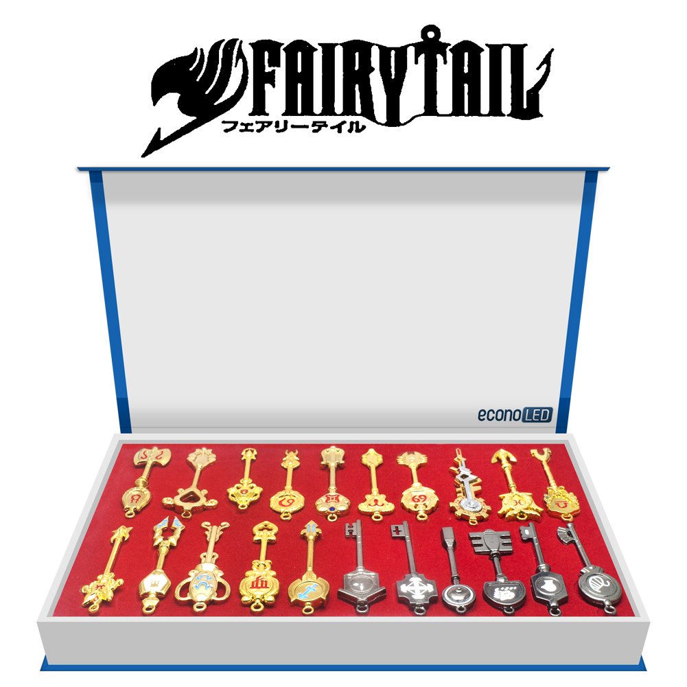 econoLED Fairy Tail, 21Pcs Fairy Tail Lucy Heart Key Chain Celestial Spirit Gate Pendant Set Keychain for Children Kids Christmas Thanksgiving Day