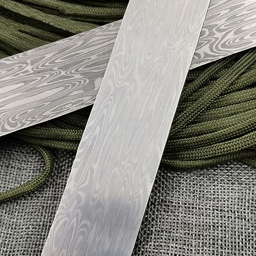 TEAMWILL 7Kinds Pattern VG10 Damascus Steel Billet Bars Material Knife Blade Blanks 220x30x3mm (Stream)