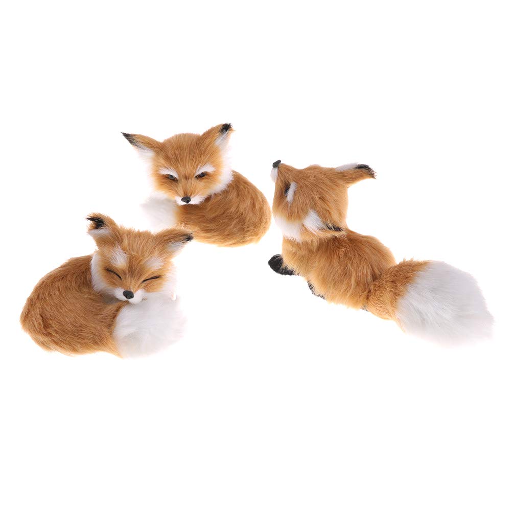 GUDVES Simulation Brown Fox Toy Furs Squatting Fox Model Home Decoration Animals World with Static Action Figures Plush Mini Fox (Pitching)