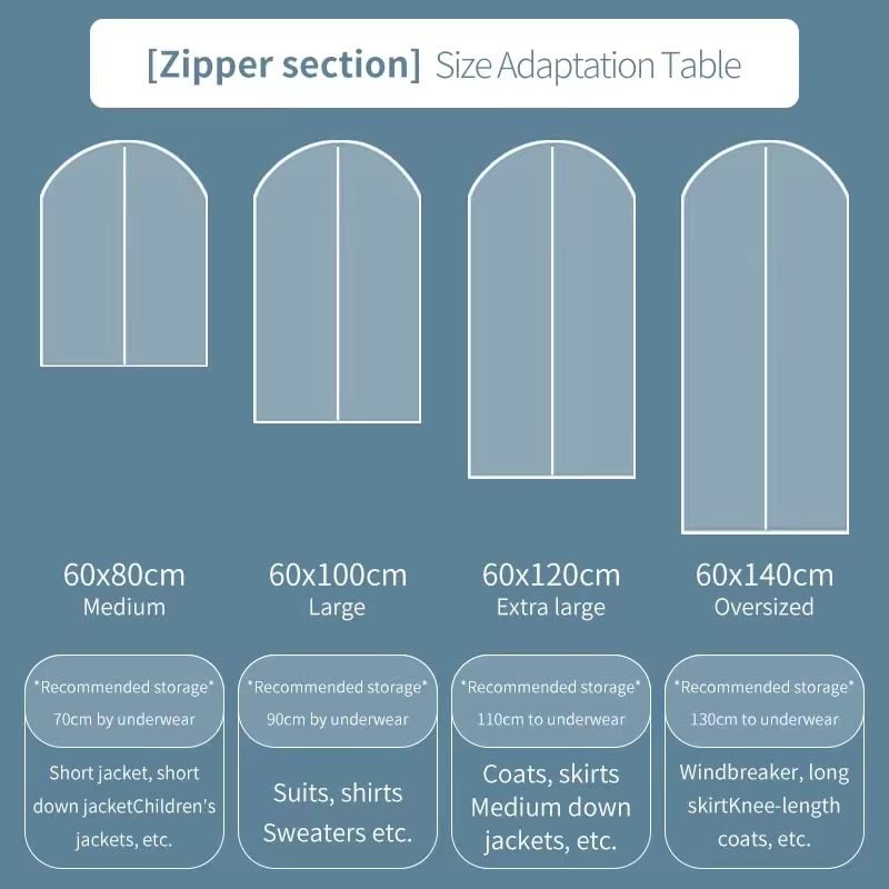 Black Garment Bags Clothes Dust Cover Storage Bag(Set Of 5) for Storage and Travel, Suit Bags for Closet Storage with Clear Window Suit Protector Garment Bag(24*48in)