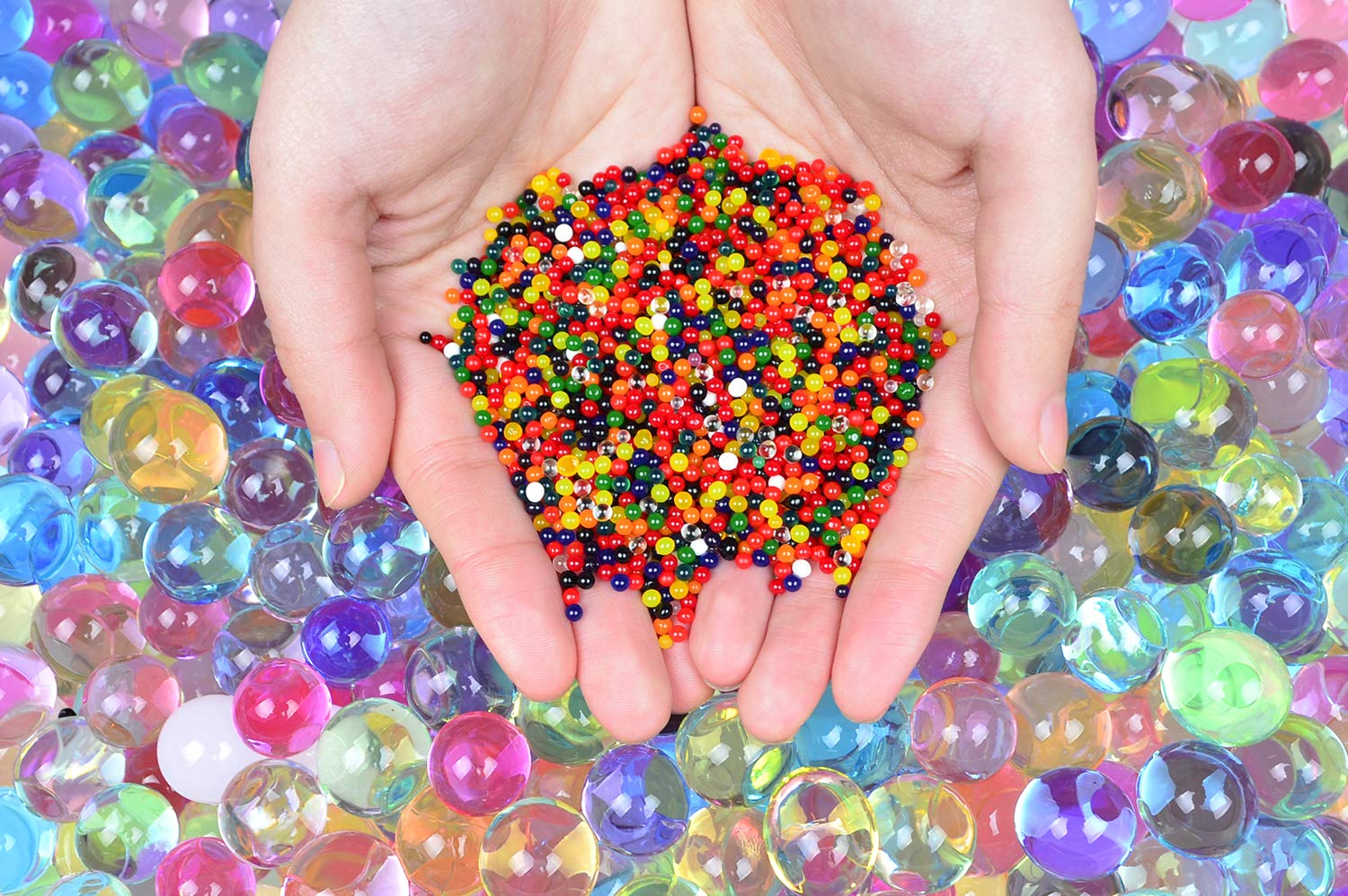 AINOLWAY Water Beads High Elastic Gel Pearls (40000pcs) Jelly Crystal Soil for Vase Fillers, Beads Turns Blue After Soaking in Water(9 Oz, Blue)(14 Year+)