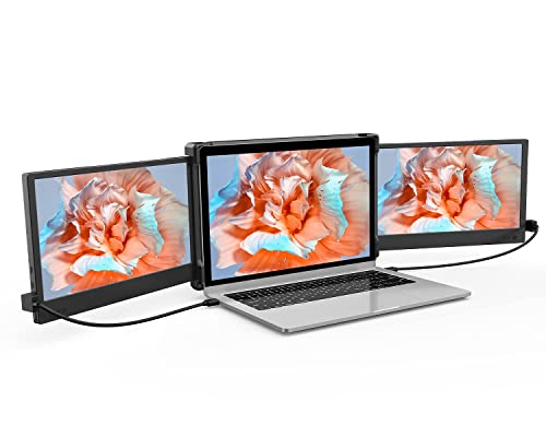 BQAA 12" Portable Monitor for Laptop Screen Extender, Full HD IPS Display, Monitor Screen Extender, HDMI/USB-A/Type-C Plug and Play for Windows, Chrome & Mac, Work with 13”-16” Laptops P2