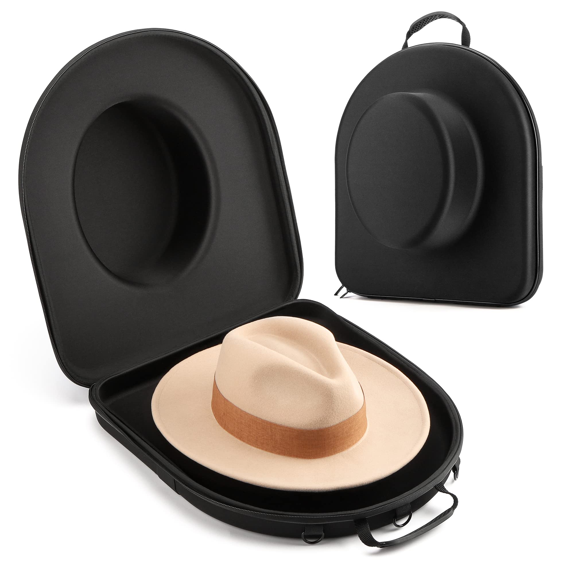 Gelozid Hat Box Holder Case for Travel, Hard Travel Hat Case for Mens Fedora Hats, Crush-Proof Box for Fedora Hat Storage, Hat Carrier with Adjustable Strap, Lightweight and Classy for Travel