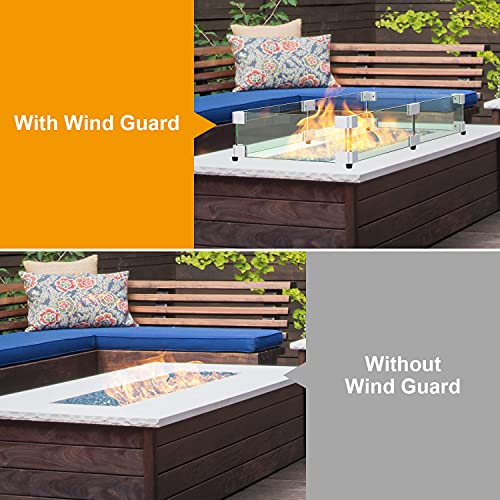 BQMAX 41.5" x 17.5" Fire Pit Glass Flame Wind Guard Rectangular, 5/16" Thick Fire Table Tempered Glass Wind Guard, Split Panel Design Wind Guards for Fire Pit Table