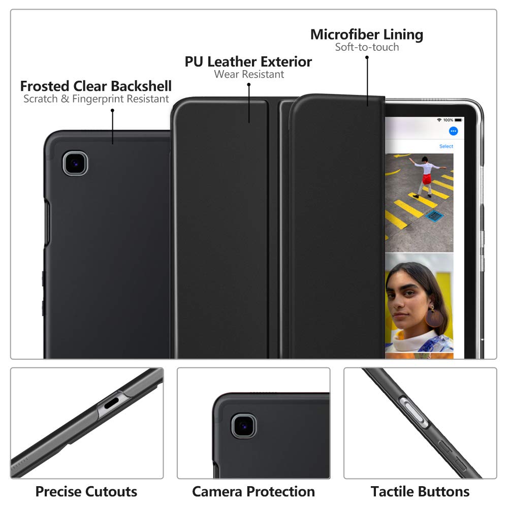 MoKo Case Fit Samsung Galaxy Tab S5e 2019, Ultra Thin Slim Shell Trifold Stand Cover with Frosted Back with Auto Wake and Sleep for Galaxy Tab S5e SM-T720/SM-T725 2019 Tablet - Black