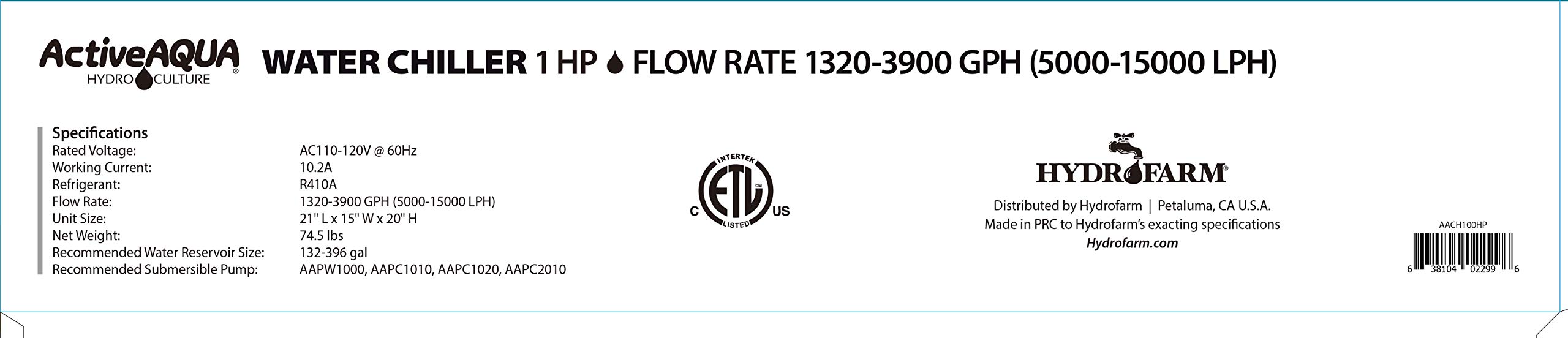 Active Aqua AACH100HP Hydroponic Water Chiller Cooling System, 1 HP, Rated per hour:10,050 BTU, User-Friendly