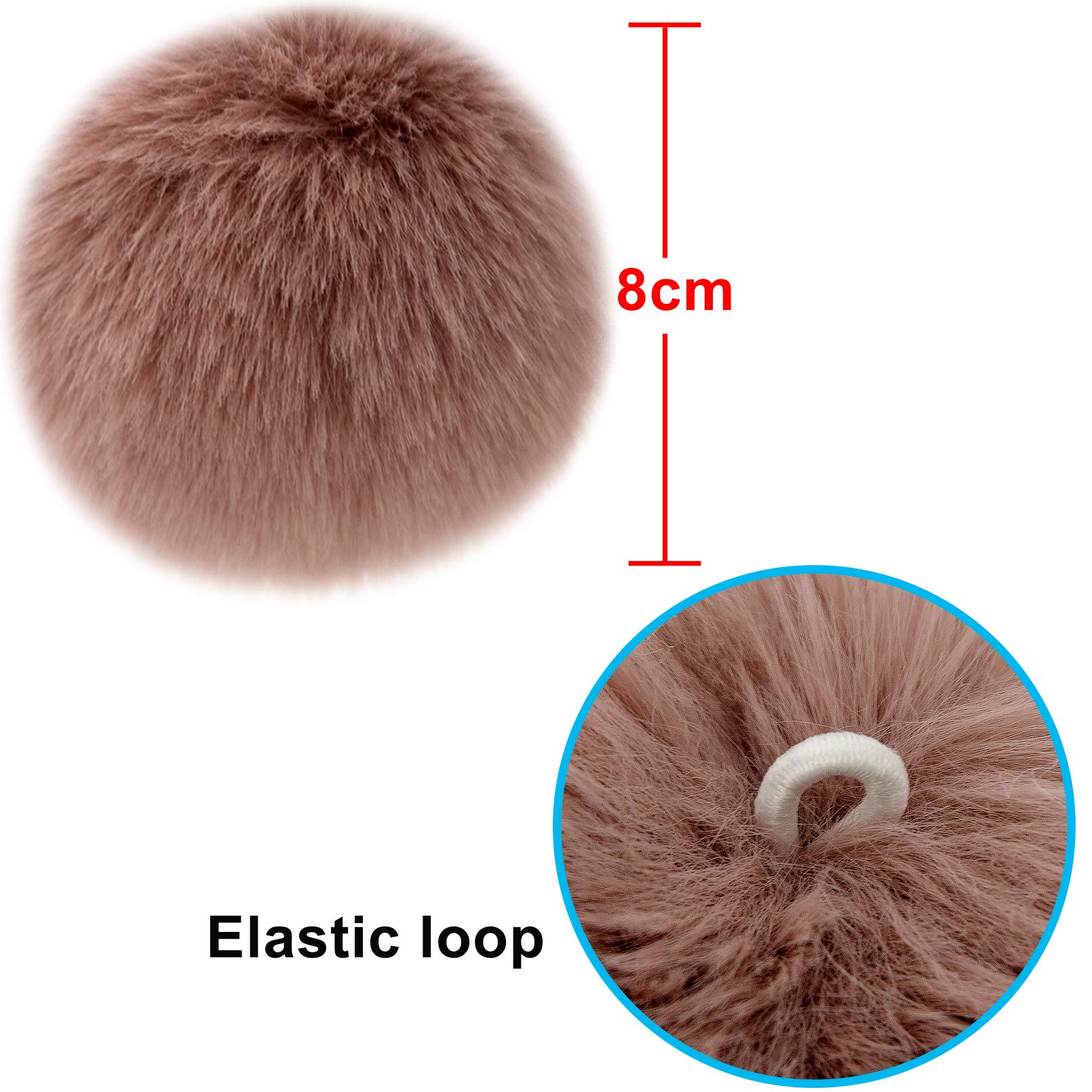 BQTQ 26 Pieces Faux Rabbit Fur Pom Pom Keychain Fluffy Balls Pom Pom with Elastic Loop for Hats Keychains Scarves Gloves Bags Accessories(13 Soft Colors, 2 Pcs Each Color)