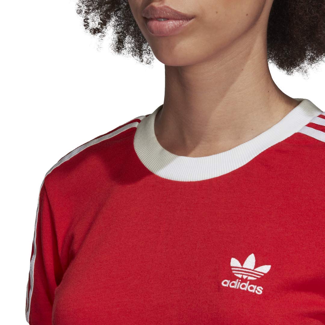 adidas Originals Women's 3 Stripes T-Shirt, Lush Red/White, M