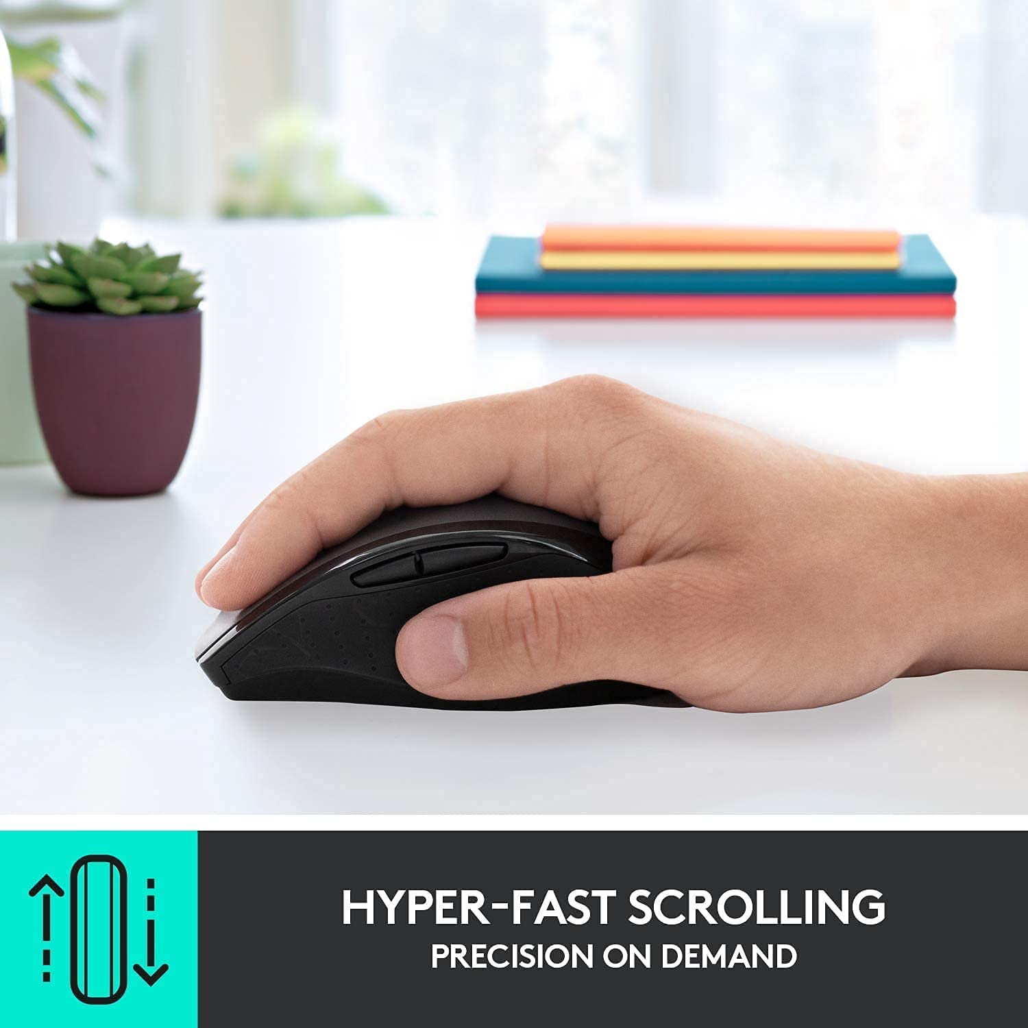 Logitech MK570 Wireless Wave Keyboard and Mouse Combo, Contoured Cushioned Palm Rest, Advanced Wireless Connection, Hyperfast Scrolling Mouse, Black (Renewed)