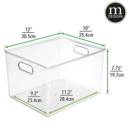 mDesign Plastic Storage Organizer Container Bin, Household Organization for Cabinet, Counter, Drawer, Cubby, and Cupboard, Holds Clothing, Linens, Toys, and Essentials, Ligne Collection, Clear