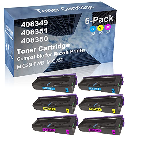 6-Pack (2C+2Y+2M) Compatible M C250FWB, M C250 Printer Toner Cartridge High Capacity Replacement for Ricoh 408349+ 408351+ 408350 Toner Cartridge
