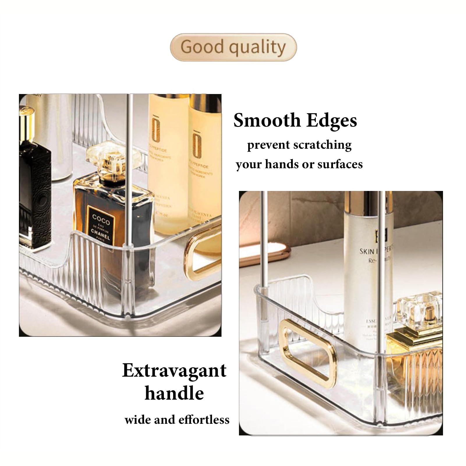 AOTENG STAR Clear Makeup Organizer Bathroom Vanity Skin Care Organize, Cosmetic Display Case, Makeup Holder Ideal for Bedroom Bathroom Storage Countertop (11.8" L x 8.27" W x 5.9" H(2-Tier))