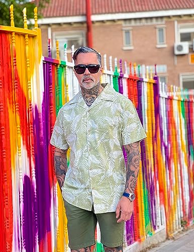 COOFANDY Men Hawaiian Floral Shirts Loose Fit Tropical Holiday Linen Beach Shirts