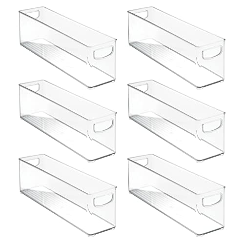 mDesign Plastic Kitchen Organizer - Storage Holder Bin with Handles for Pantry, Cupboard, Cabinet, Fridge/Freezer, Shelves, and Counter - Holds Canned Food, Snacks - Ligne Collection - 6 Pack - Clear