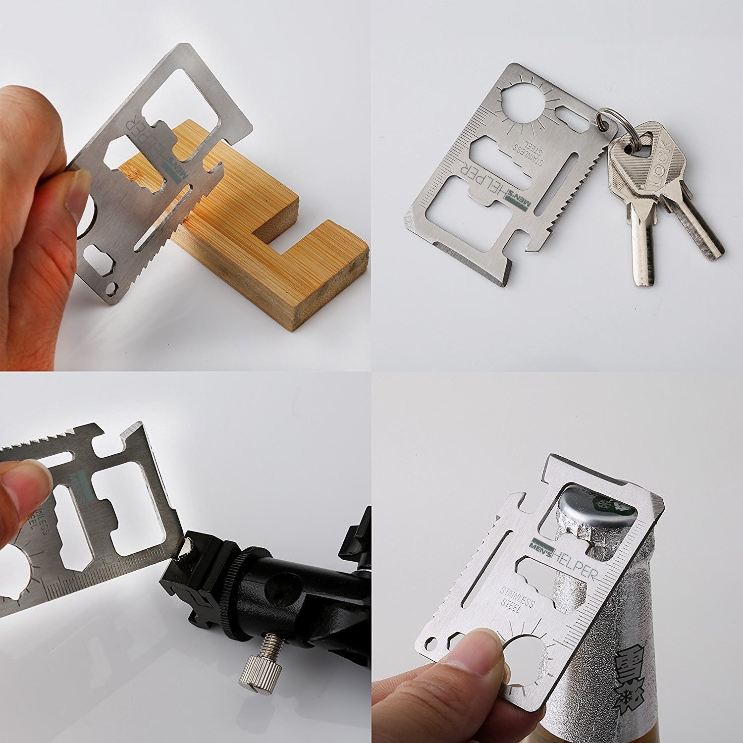 BELURSUS Multitool Wallet Pocket Card - Multi-Tool Survival Camping Kit - Credit Card Size Multipurpose Bottle Opener, Can Opener, Pocket Knife, Lock pick - Best Gift for Men - 14 in 1-1 Pack!