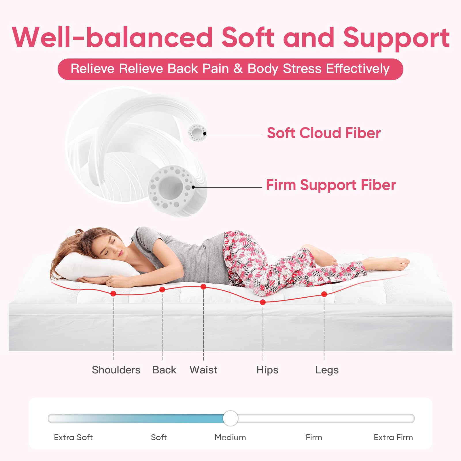 BedsPick Mattress Topper Twin XL, Mattress Pad for Back Pain Relief, Pillowtop Extra Long Twin Thick Mattress Pad, 400TC Soft Cooling Quilted Cover Protector for College Dorm, Sleeper Sofa, RV, Camper