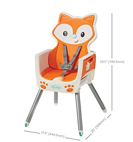 Infantino Grow-with-Me 4-in-1 Convertible High Chair, Fox-Theme, Space-Saving Design, Booster and Toddler Chair, for Infants & Toddlers 3M-36M