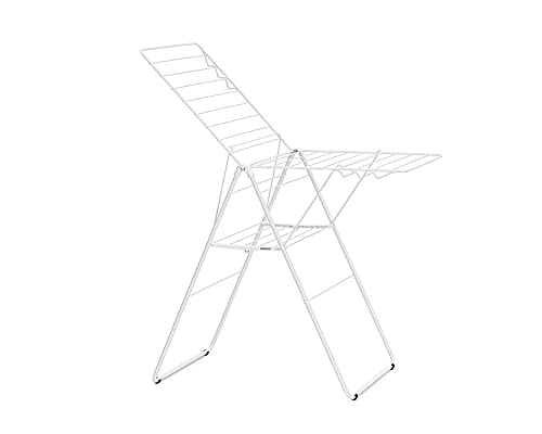 Brabantia HangOn Laundry Drying Rack (20m / Fresh White) Compact, Foldaway, Adjustable Indoor Stainless Steel Clothes Horse