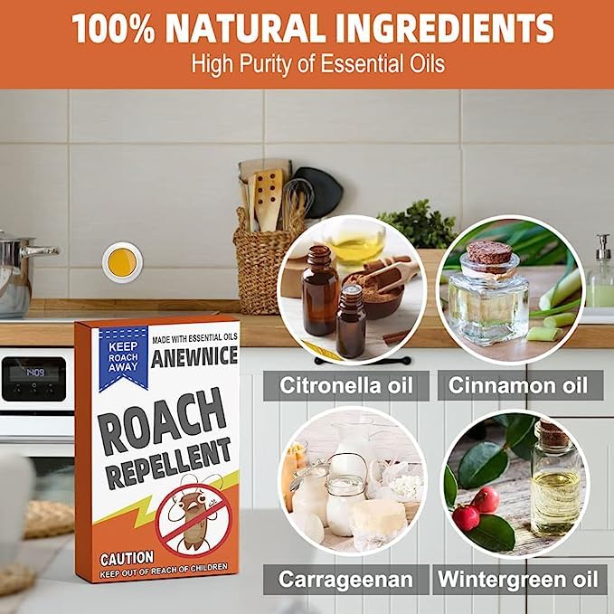 ANEWNICE Cockroach Repellent Granule,Natural Roach Repellent Indoor/Outdoor, Cockroach Deterrent, Roach Away,Strongly and Effectively Roach Control for Large Roaches,Ants,Mice and More - 8P