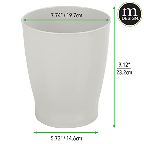 mDesign Round Plastic Bathroom Garbage Can, 1.25 Gallon Wastebasket, Garbage Bin, Trash Can for Bathroom, Bedroom, and Kids Room - Small Bathroom Trash Can - Fyfe Collection - Light Gray