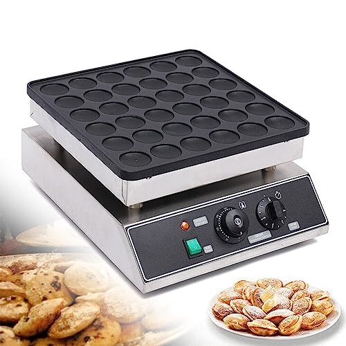 Commercial Pancake Makerļ¼ Mini Dutch Dorayaki Pancake Baker Waffle Maker Electric Muffin Making Machine 36 Holes Double Switch Non-stick Surface thermosta for Bakery Home and Kitchen (13.58*15.94*7.28inch)