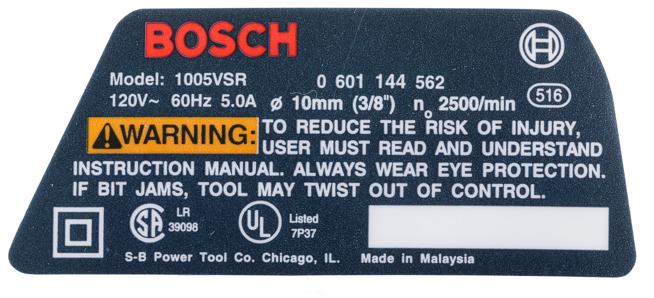 Bosch Parts 2609130133 Nameplate