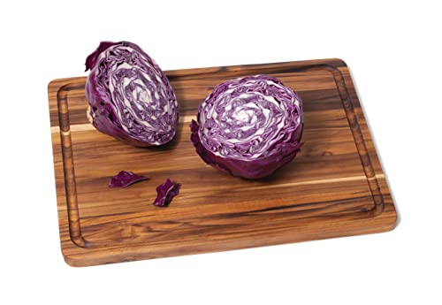 Lipper International Teak Wood Edge Grain Kitchen Cutting and Serving Board, Large, 16" x 12" x 3/4"