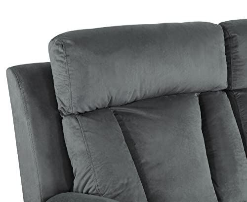 Blackjack Furniture Elton Microfiber Reclining Modern Living Room Loveseat, Sofa, Gray