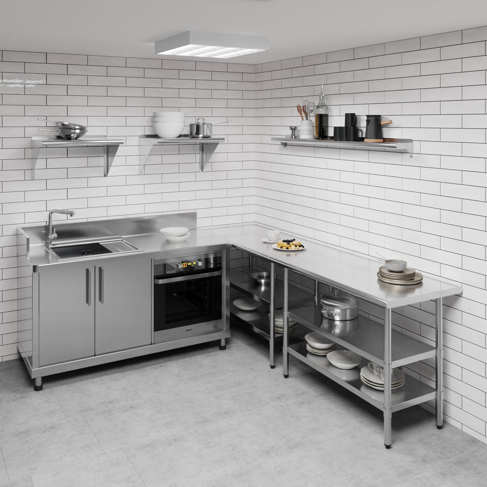 AmGood 6" X 60" Stainless Steel Wall Shelf | Metal Shelving | Garage, Laundry, Storage, Utility Room | Restaurant, Commercial Kitchen | NSF