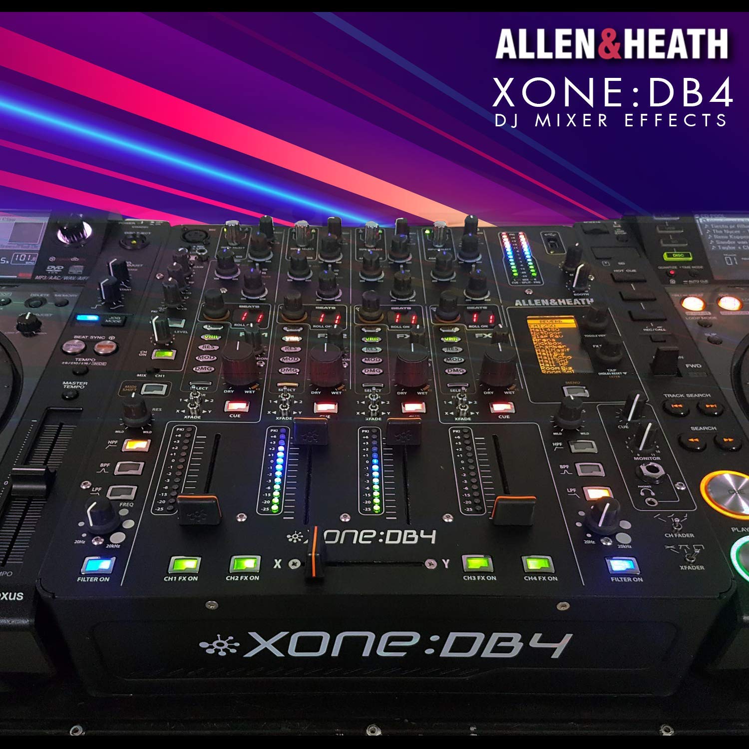Allen & Heath XONE: DB4 4-Channel Digital DJ Mixer with Effects + Microphone + Premium Accessory Bundle