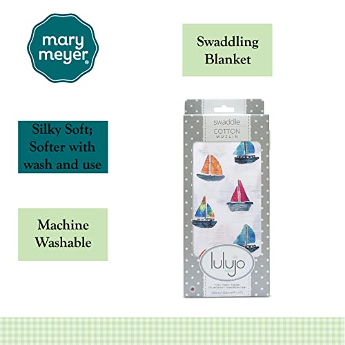 Lulujo Baby 100% Cotton Muslin Swaddle Blanket, 47 x 47-Inches, Sailboat