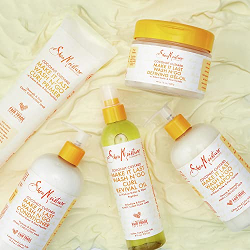 SheaMoisture Coconut Custard Curl Defining Cream - Make It Last Wash N' Go Primer, Enhancer & Detangler for Wavy & Curly Hair, Organic Shea Butter, 10.3 Oz