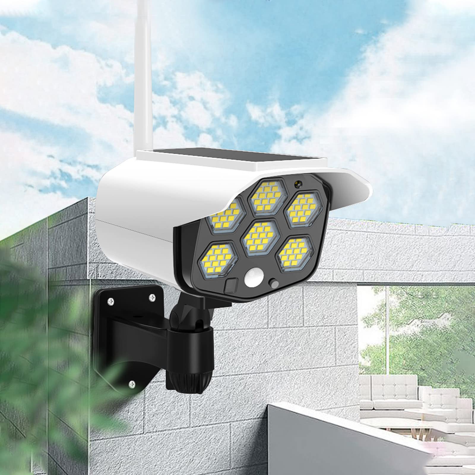 Amikadom #3w9r9Z Solar Street Light, Ip66 Waterproof Outdoor Solar Powered Lights Dusk to Da-Wn with Motion Sensor Led Security Flo-Od