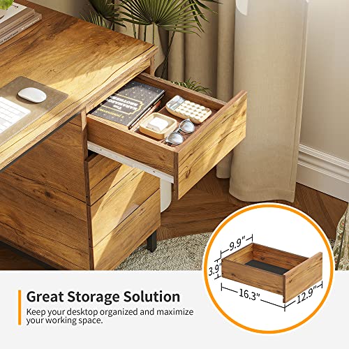 CubiCubi Computer Desk with 4 Drawers, 47 Inch Home Office Desk with Storage, Modern Study Writing Desk for Bedroom,Fir