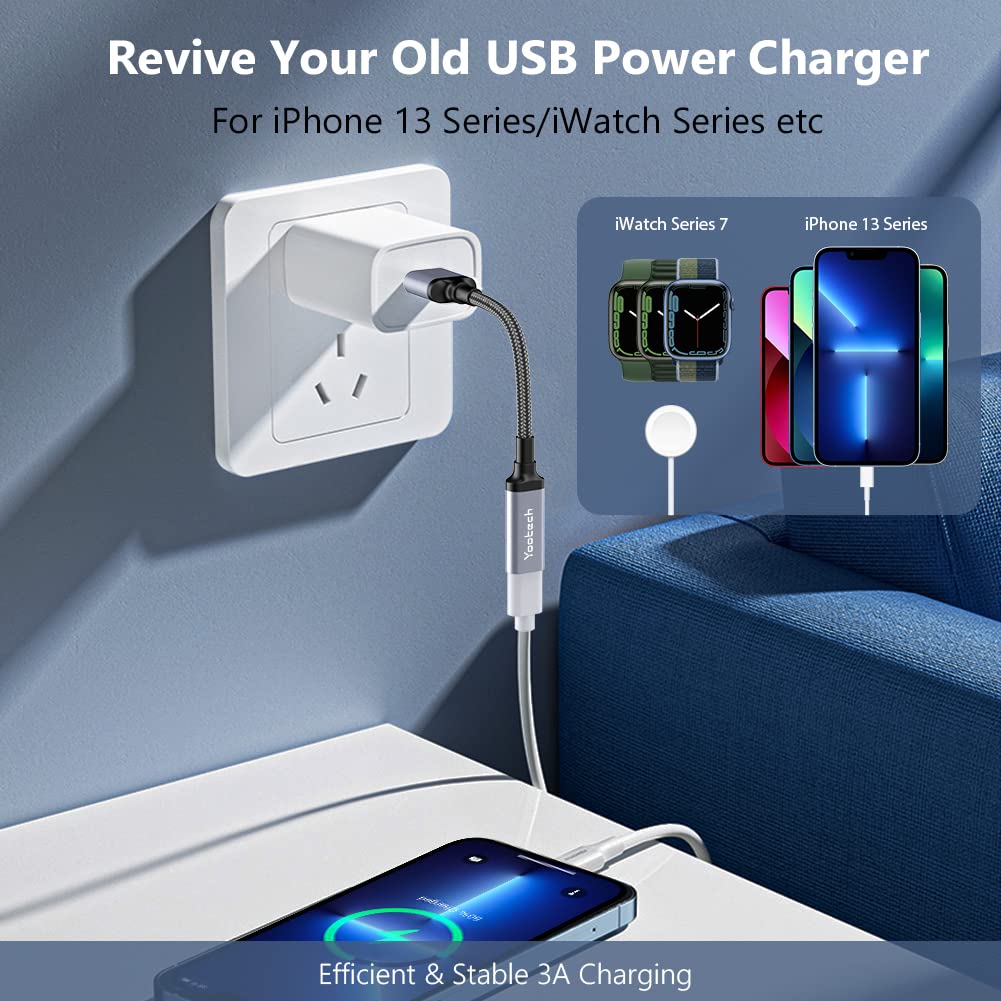 6.3” USB C to USB Adapter 2Pack,Compatible with Apple Watch Ultra 8 7 & MagSafe Charger,USB C Female to USB A Male,USBC Charger Adapter for iPhone 14 Plus 14 13 12 Pro Max Mini, Samsung S22, Airpods